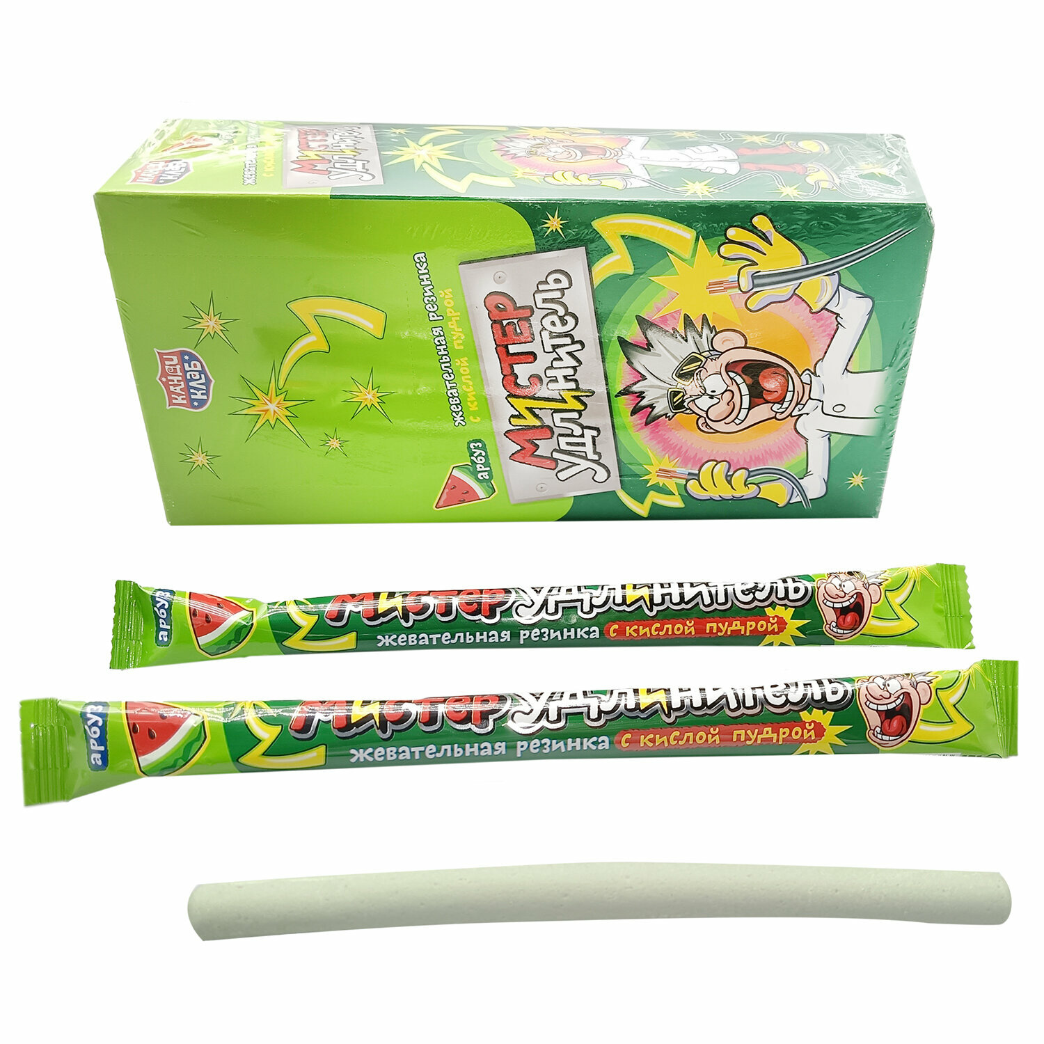 Жевательная резинка с кислой пудрой "Мистер удлинитель", арбуз, 18 г, канди клаб, GUM044-1 (упаковка 30 шт.)