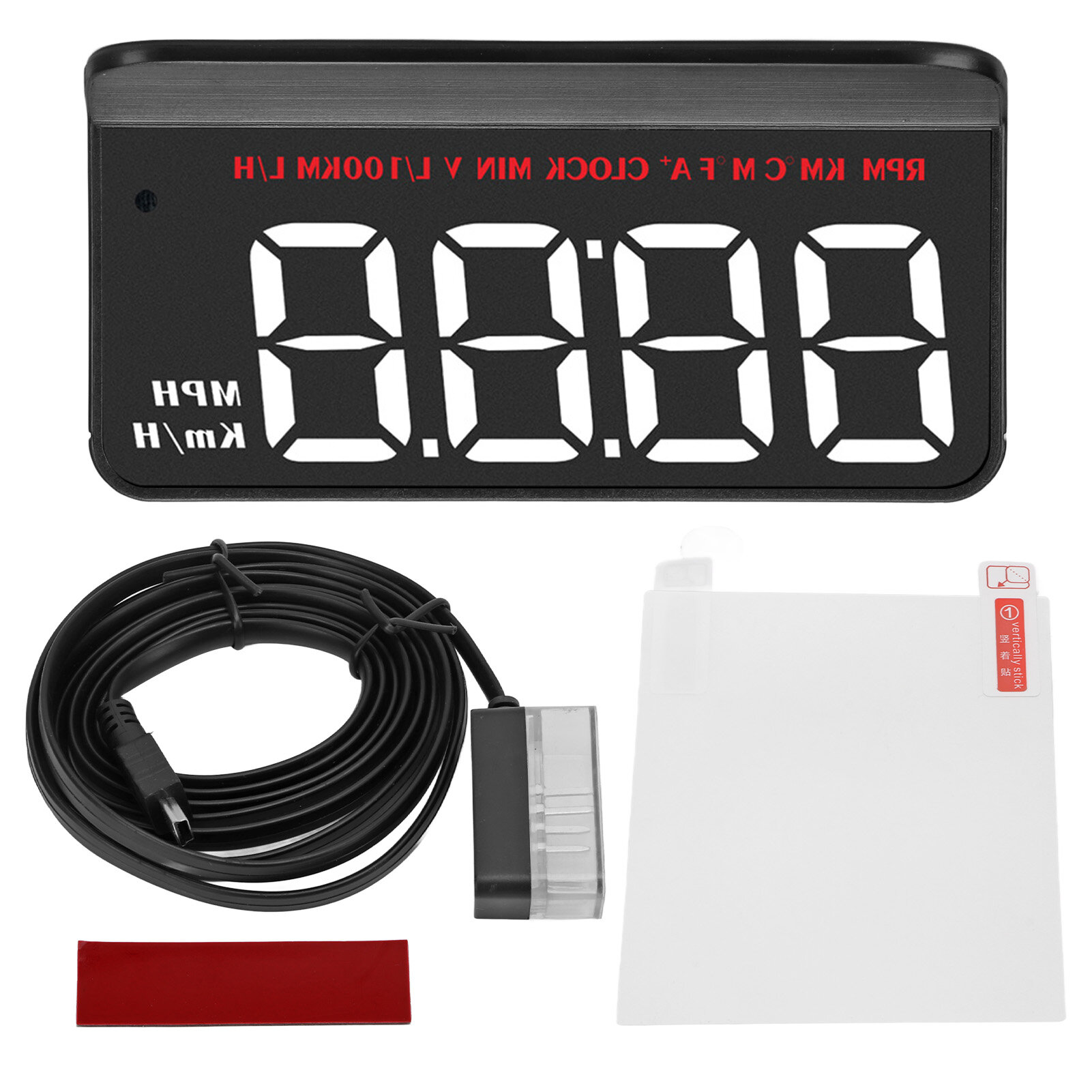 Универсальный проекционный дисплей HUD с OBDII-подсветкой, сигнализацией превышения скорости, датчиком температуры воды на лобовом стекле для автомобиля.