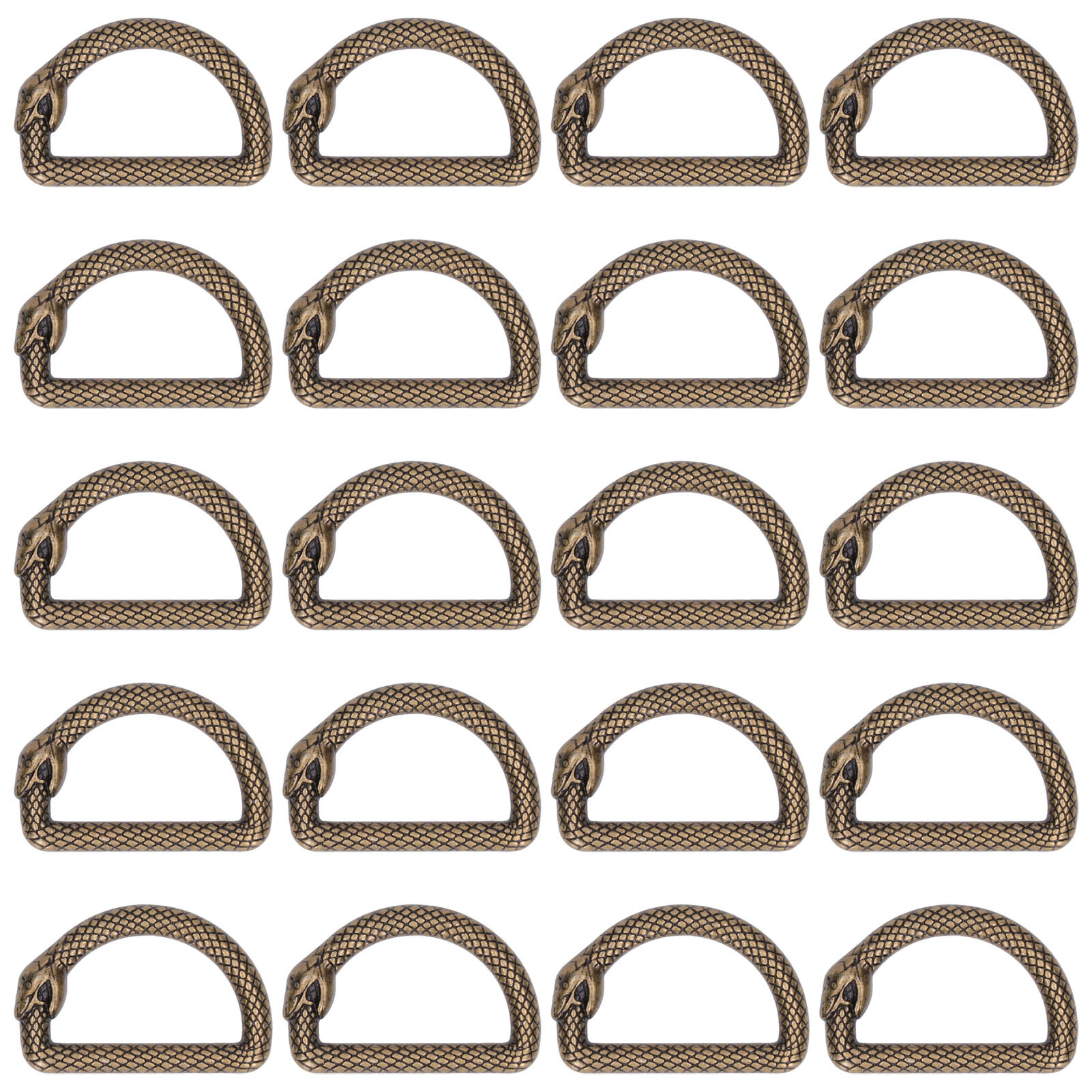 20 металлических D-образных колец с узором «змеиная кожа», износостойкие металлические кольца-пряжки для самостоятельного изготовления ремней, багажных ремней, сумок и рюкзаков.