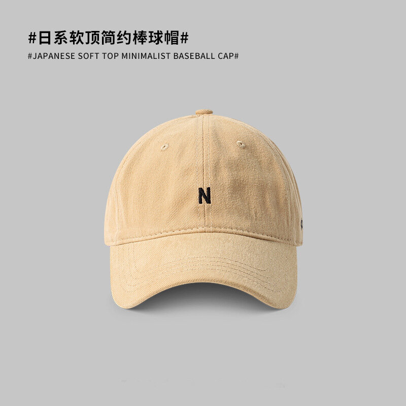 Японская бейсболка с мягким верхом, простая и универсальная, с вышитой буквой N, кепка-утконос с широкими полями, чтобы было видно лицо, небольшая спортивная шляпа для мужчин и женщин