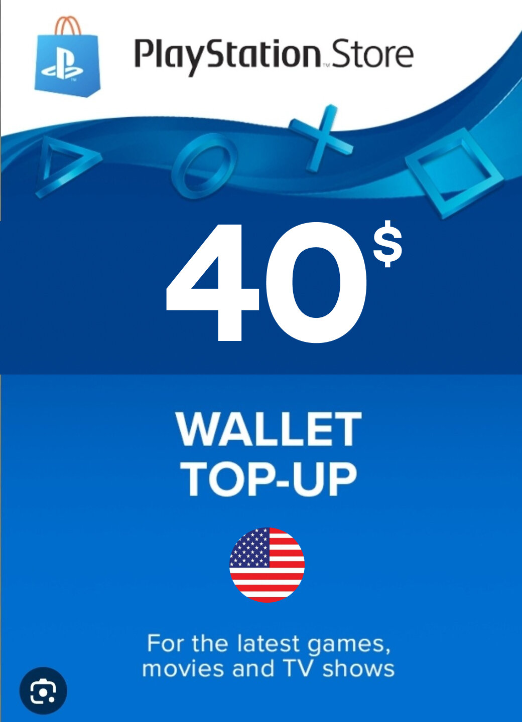 Подарочная карта PlayStation Store 40$ Долларов (USD) на PS4/PS5 (Цифровой код, США)