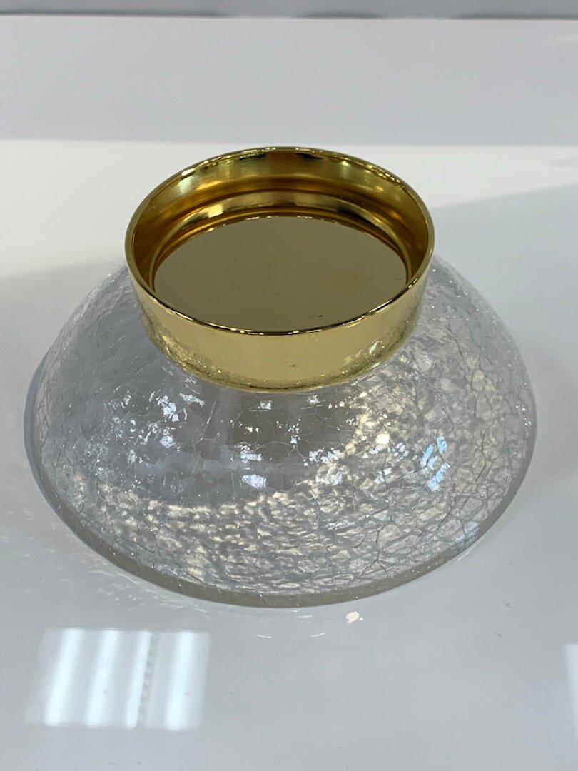 Мыльница настольная WINDISCH CRACKED CRYSTAL GLASS 92131O золото d120h55