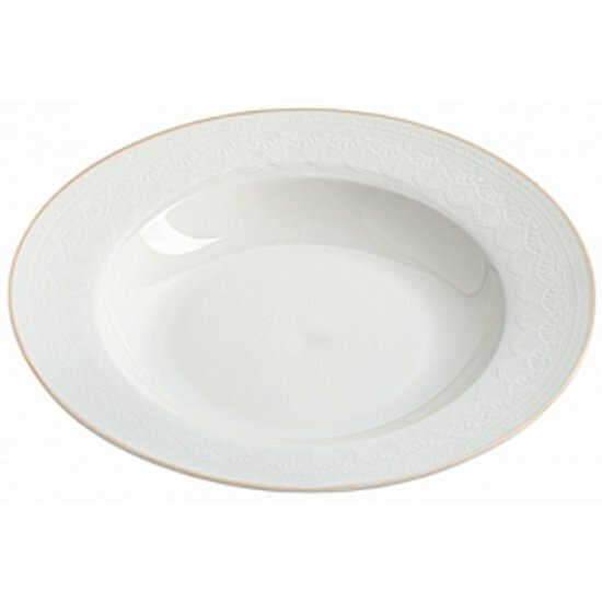 Тарелка суповая Fioretta WHITE LACE 23 см, фарфор, белый (TDP671)