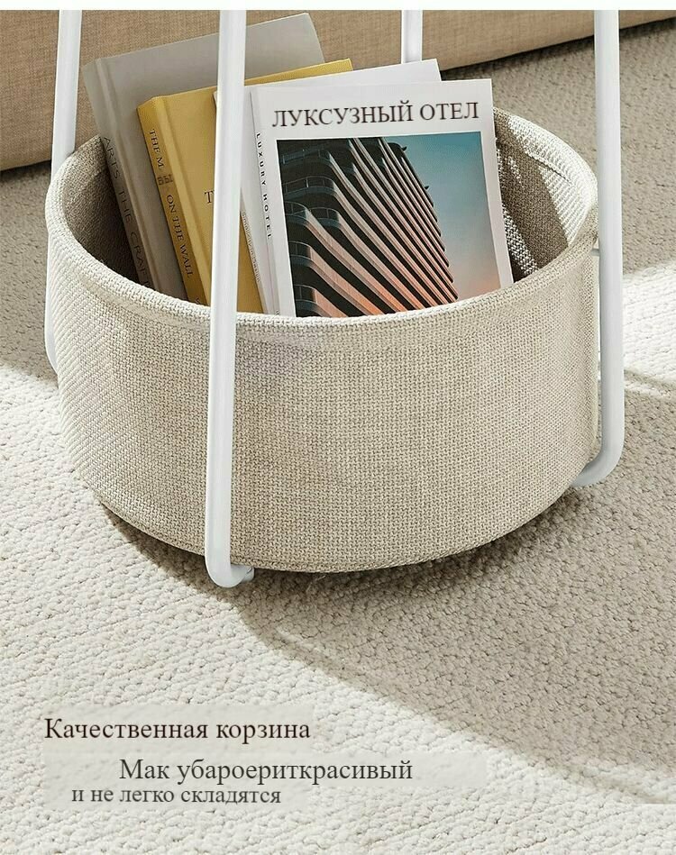 Столик журнальный, для офиса, с ящиком, ДПК, круглый, минимализм — фото 1