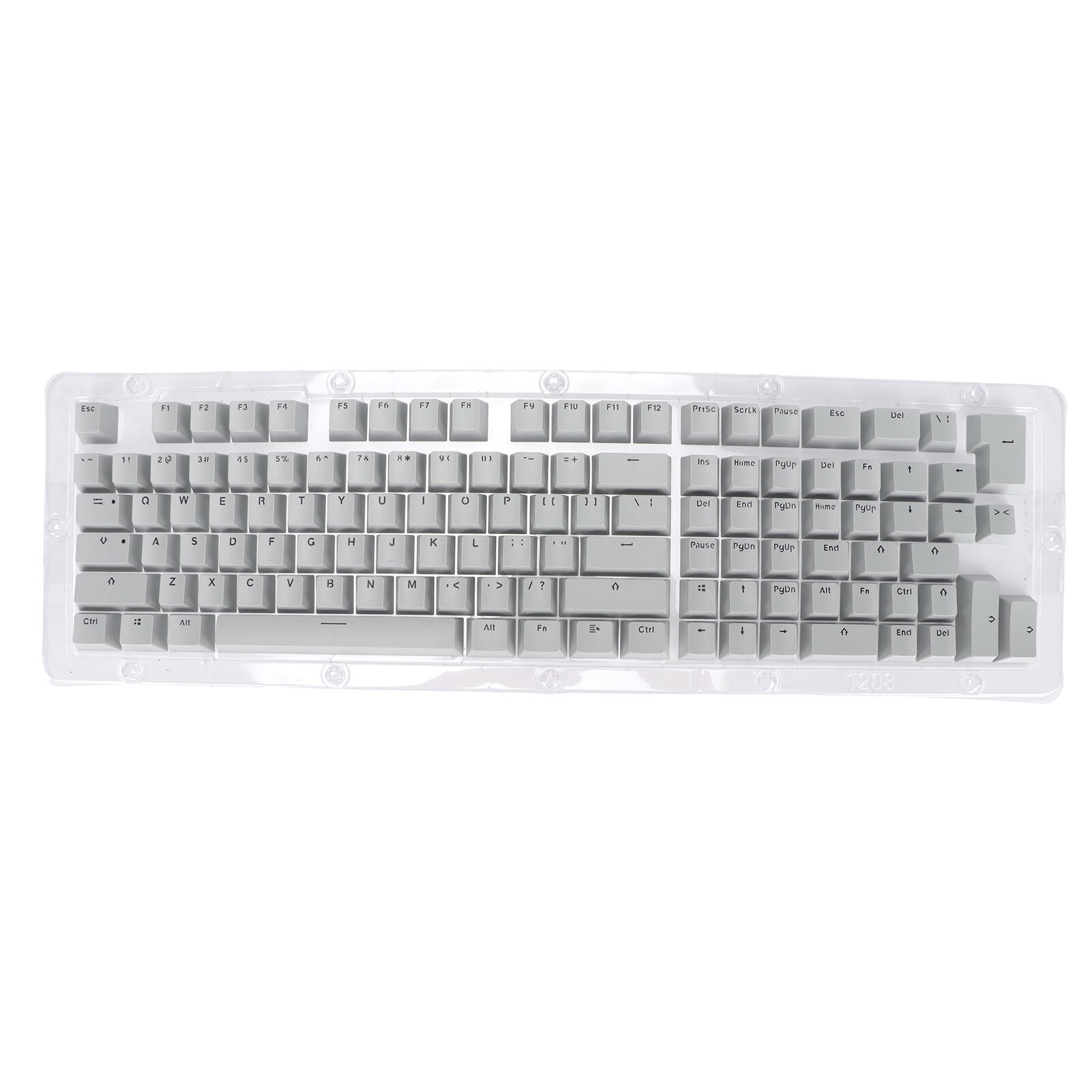 Непрозрачные двухцветные кейкапы, 117 клавиш, OEM высота, для клавиатур на 61-87 клавиш (светло-серые с черным)