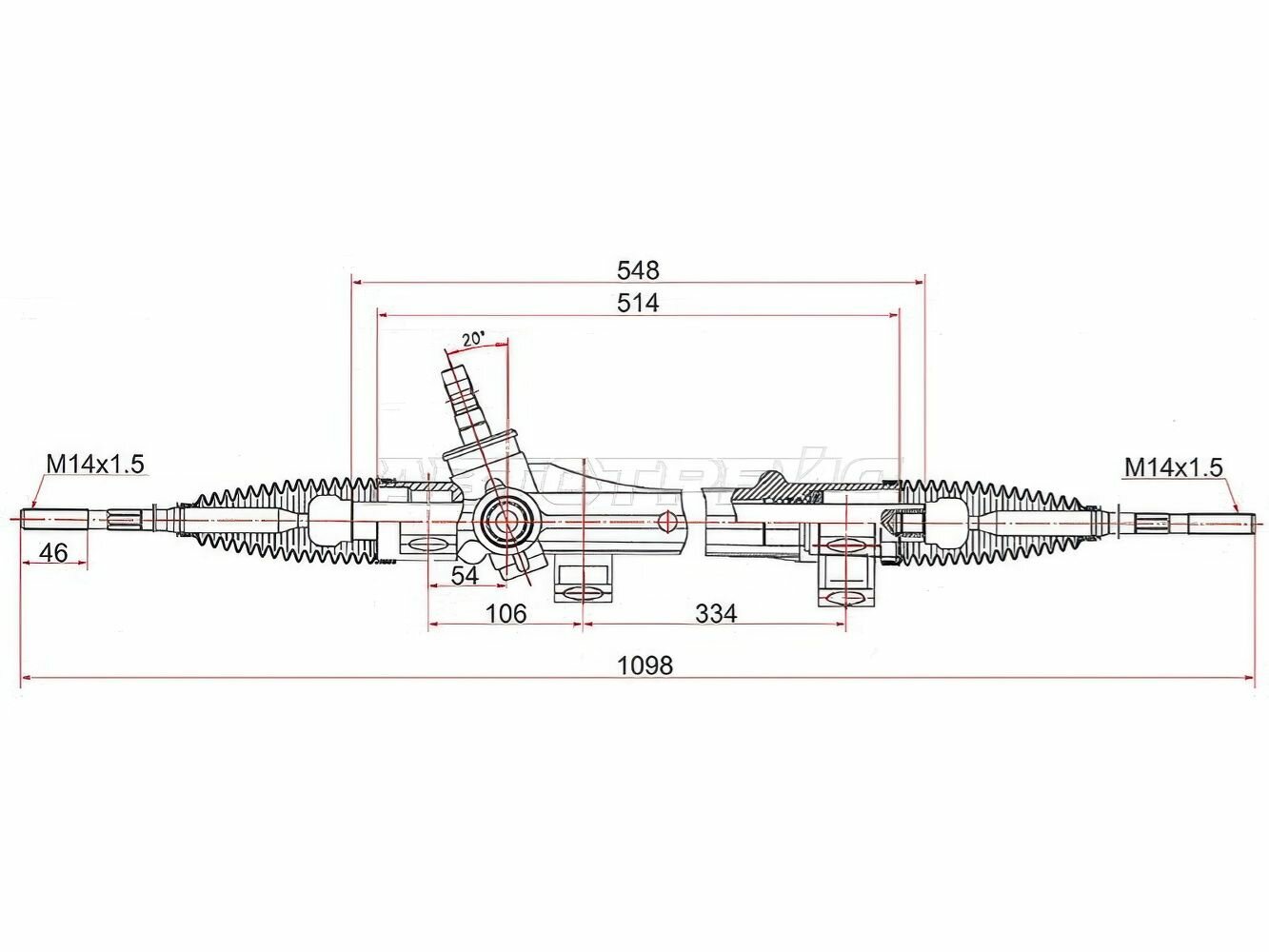 Рейка рулевая, электрическая шток D 14 для Тойота Королла арт ST4551002050 SAT