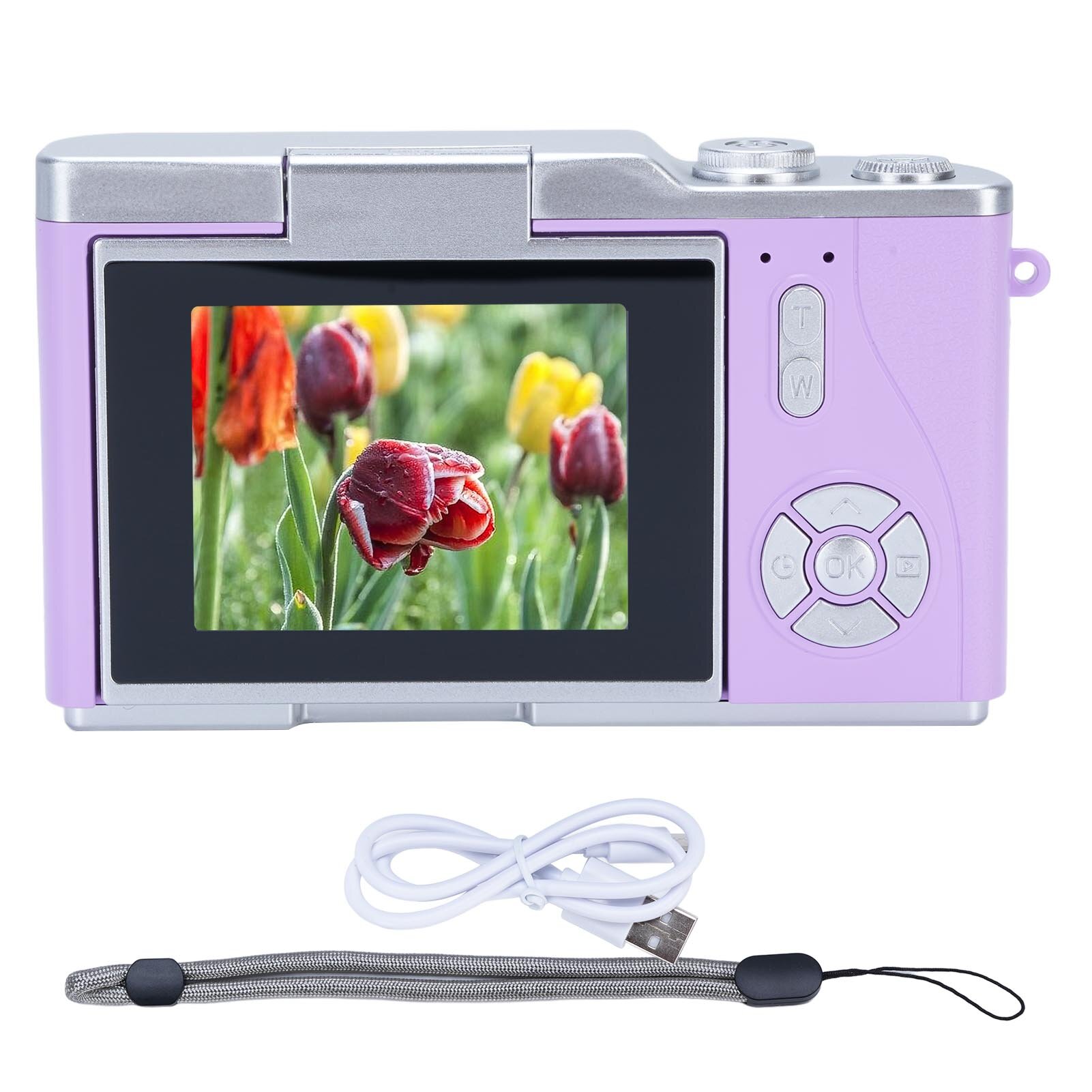 Цифровая фотокамера 1080P 48MP 2.4-дюймовый HD-дисплей 8-кратный электронный зум Видеокамера Фиолетовый