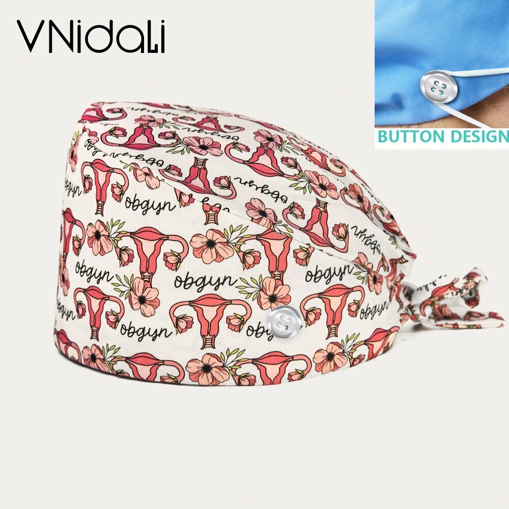 Хлопковая хирургическая шапочка vdakaer with button hat