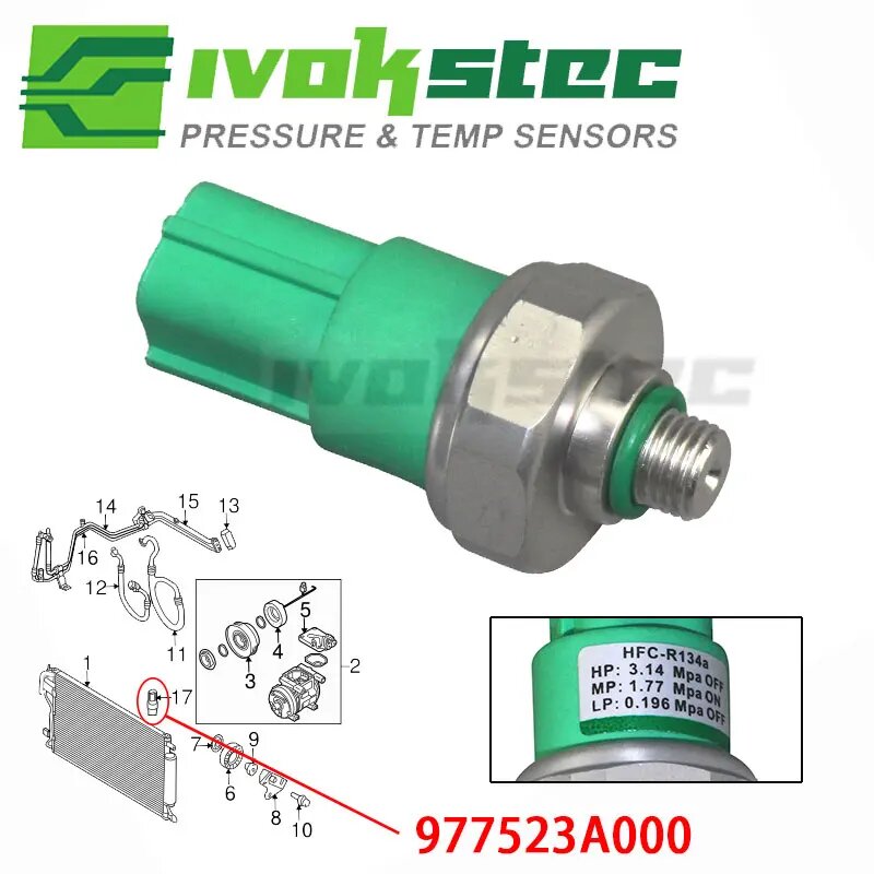 97752-25000 Датчик давления кондиционера для HYUNDAI Accent II Getz KIA Jioce 1.3 1.5 1.6 1999-2005 97695M2000