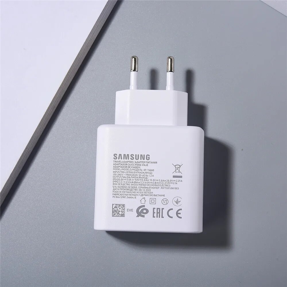 Зарядное устройство Samsung 45 Вт PD Адаптер для сверхбыстрой зарядки ЕС EP-TA845 Для Only EU white