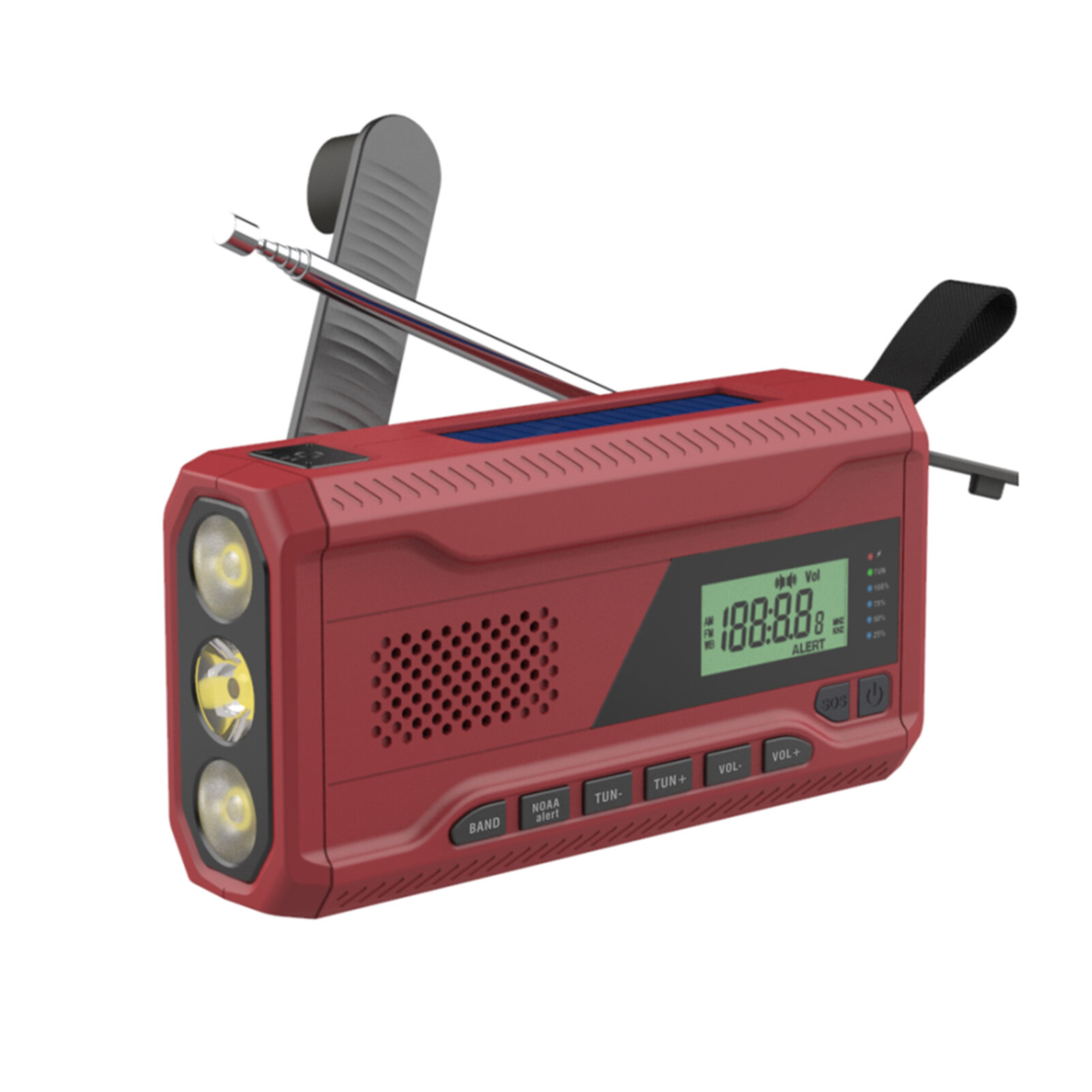 AM/FM Аварийное Ручное Радио 3 в 1 Светодиодный Фонарик для Портативного Банка Питания емкостью 4500 мАч, Спасательного Альпинистского Приключенческого Использования