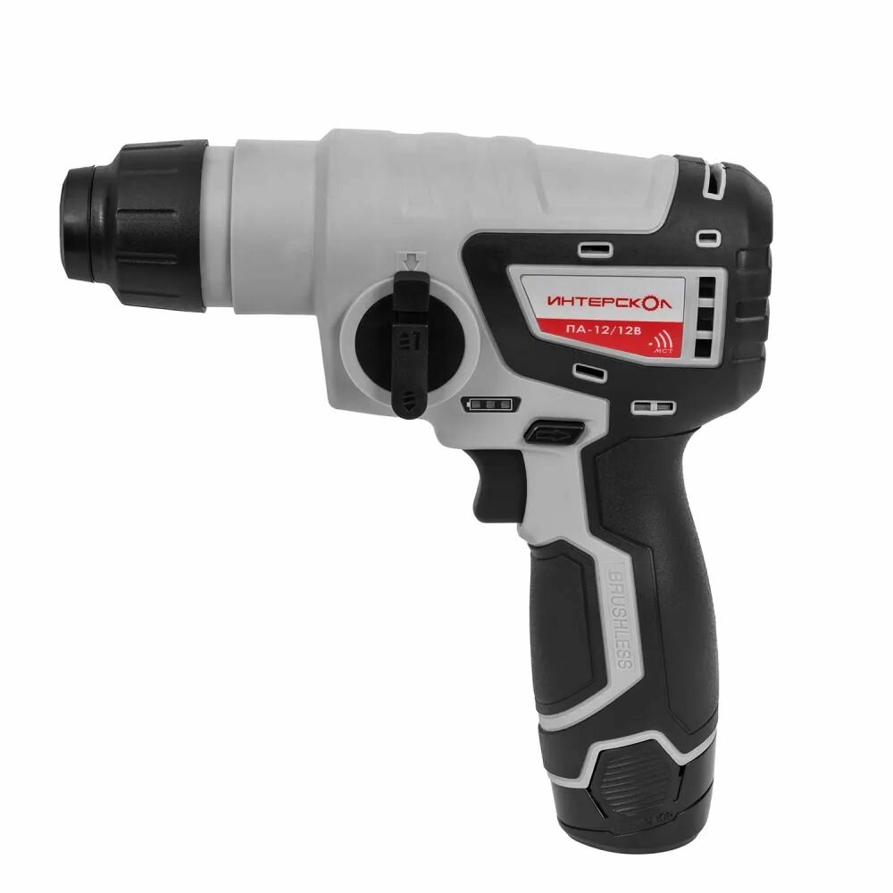 Аккумуляторный перфоратор ИНТЕРСКОЛ ПА-12/12В АПИ-Т в коробке с 2 аккумуляторами и зарядным устройством