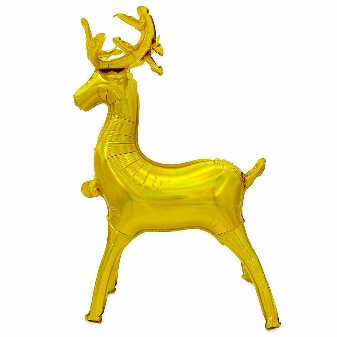 Шар фольгированный Falali 3D 35', 89 см Фигура, Олень, Золото, Голография