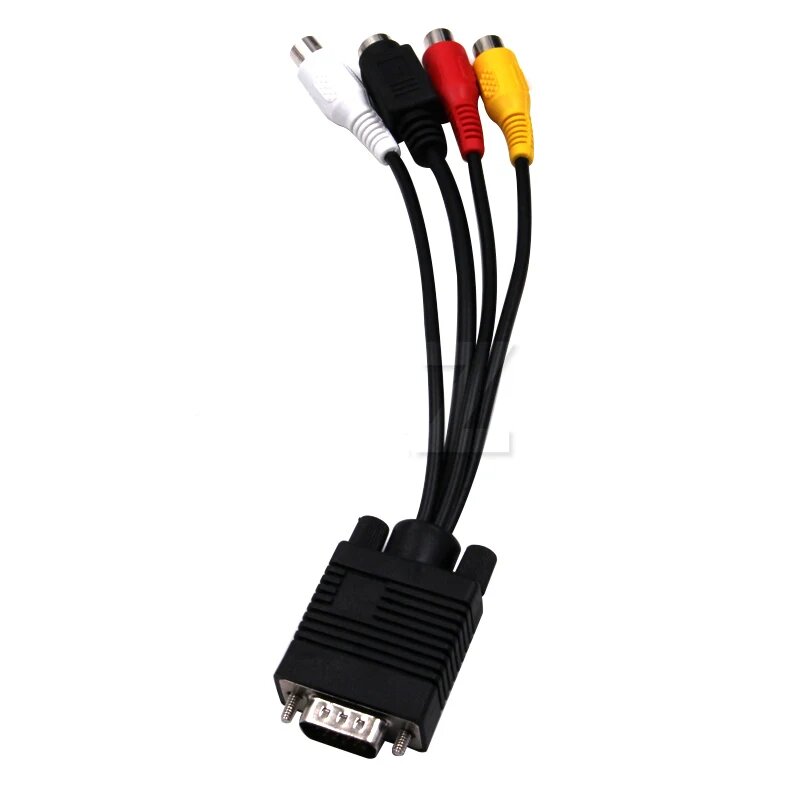 Разъем VGA «папа» — S-Video 3, гнездо RCA, композитный адаптер AV TV Out, разъем-конвертер, видеокабель для ноутбука, ПК, HDTV