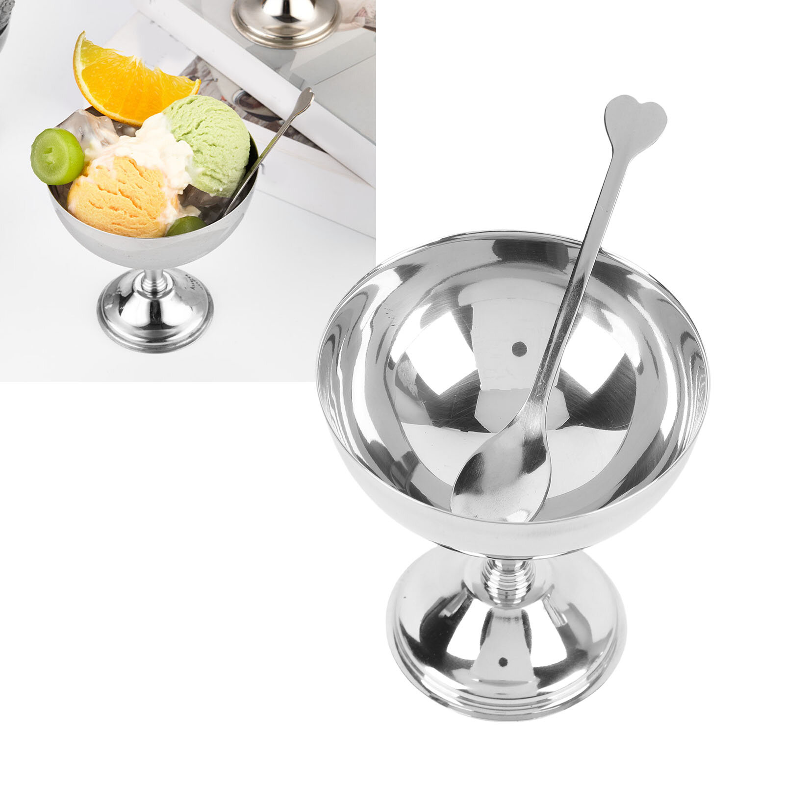 Чашка для мороженого из нержавеющей стали 304, ретро-миска для сервировки десертов с ножками для салата и пудинга, большой размер 11 см