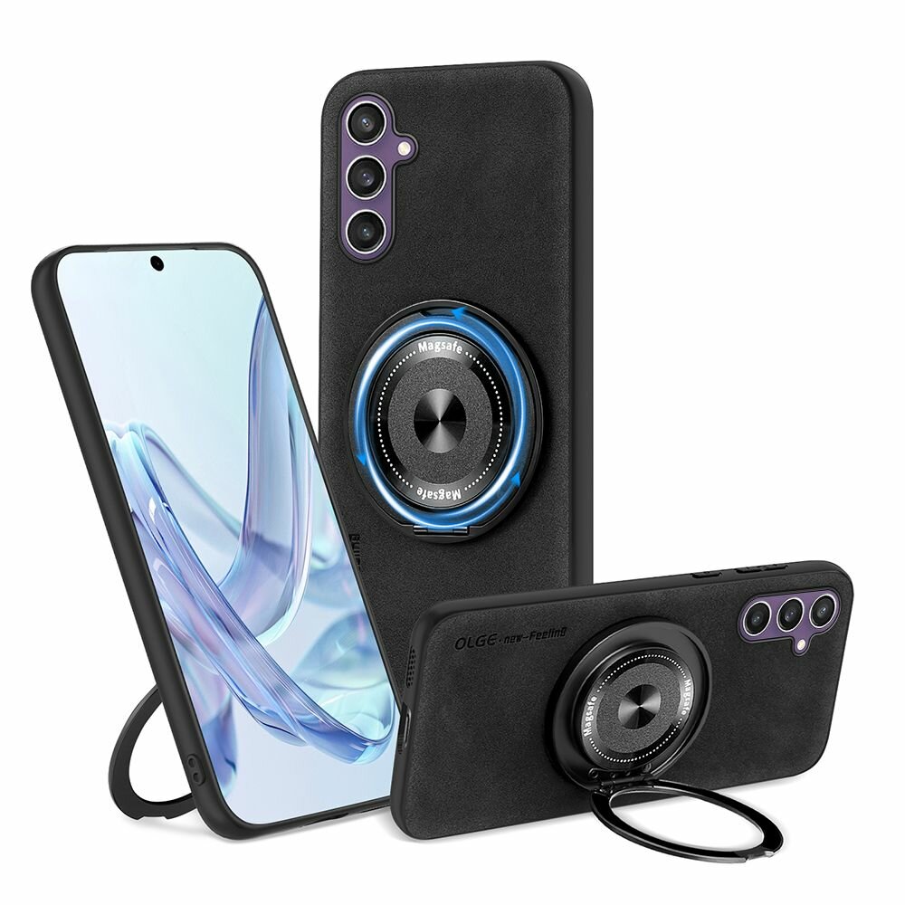 Чехол на Самсунг Галакси С24+/C24 Плюс с поддержкой MagSafe/ магсейф для Samsung Galaxy S24+ для использования магнитных аксессуаров, противоударный, вращающееся на 360металлическое кольцо