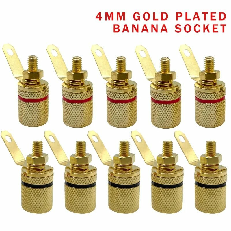 40 шт. позолоченных клемм для подключения усилителя и динамика, разъем для подключения бананового штекера, подходит для 4-миллиметровых банановых штекеров