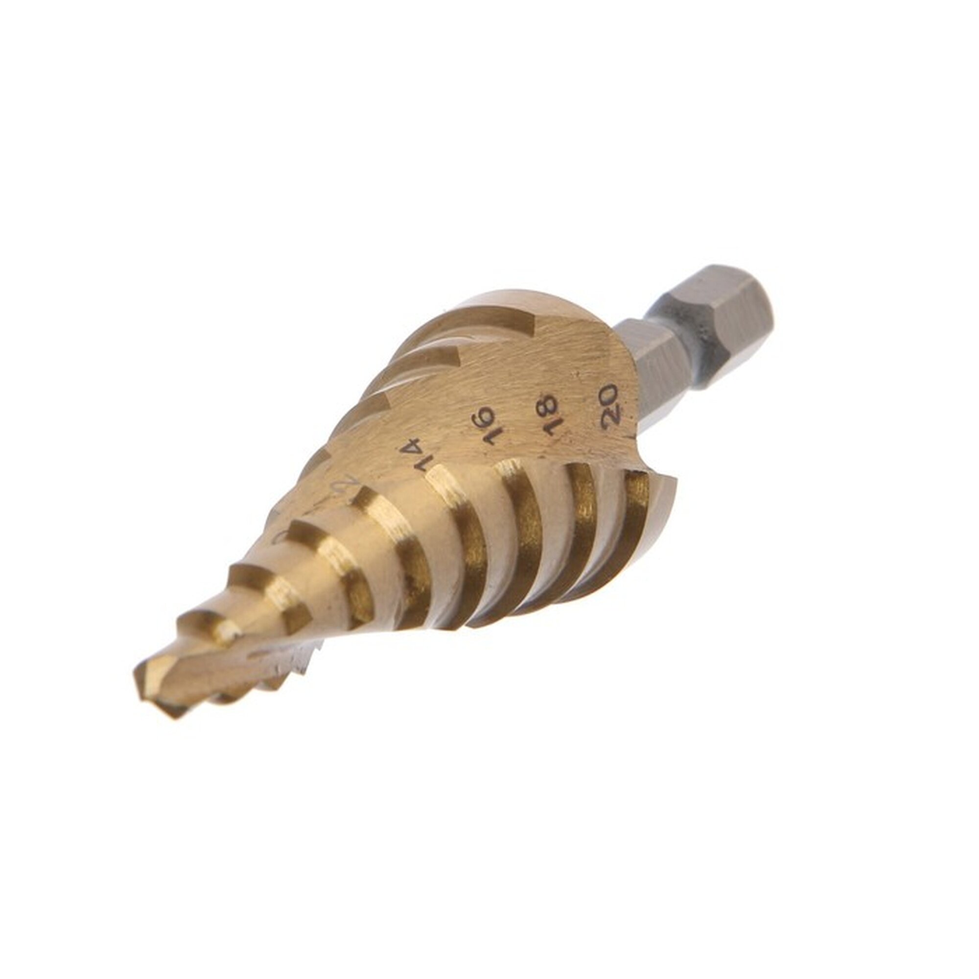 Сверло ступенчатое тундра профи, HSS, TiN, спиральный профиль, шестигран. хвостовик, 4-20 мм