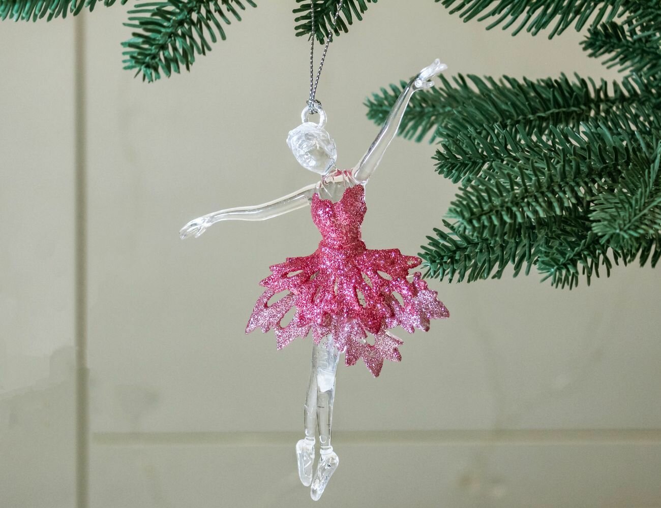 Ёлочное украшение ажурная балерина, розовая, 15 см, Forest Market 171116