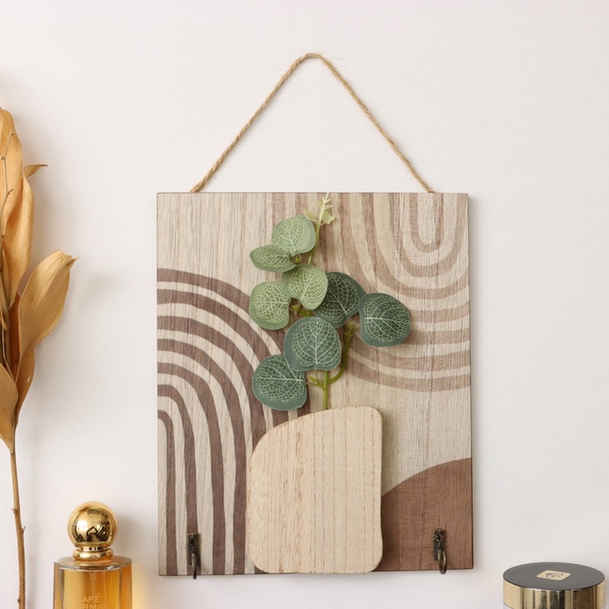 Настенные крючки декоративные «Абстракция. Прямоугольник. Цветок», дерево, 1.5×19.5×23.5 см