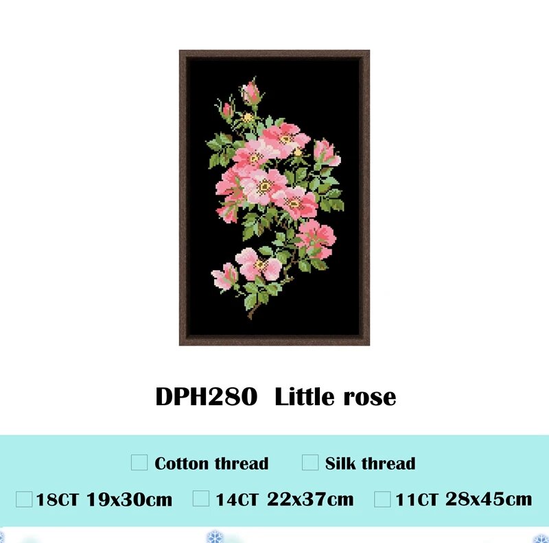 Набор для вышивки крестом Dreampattern Little rose 18ct black canvas