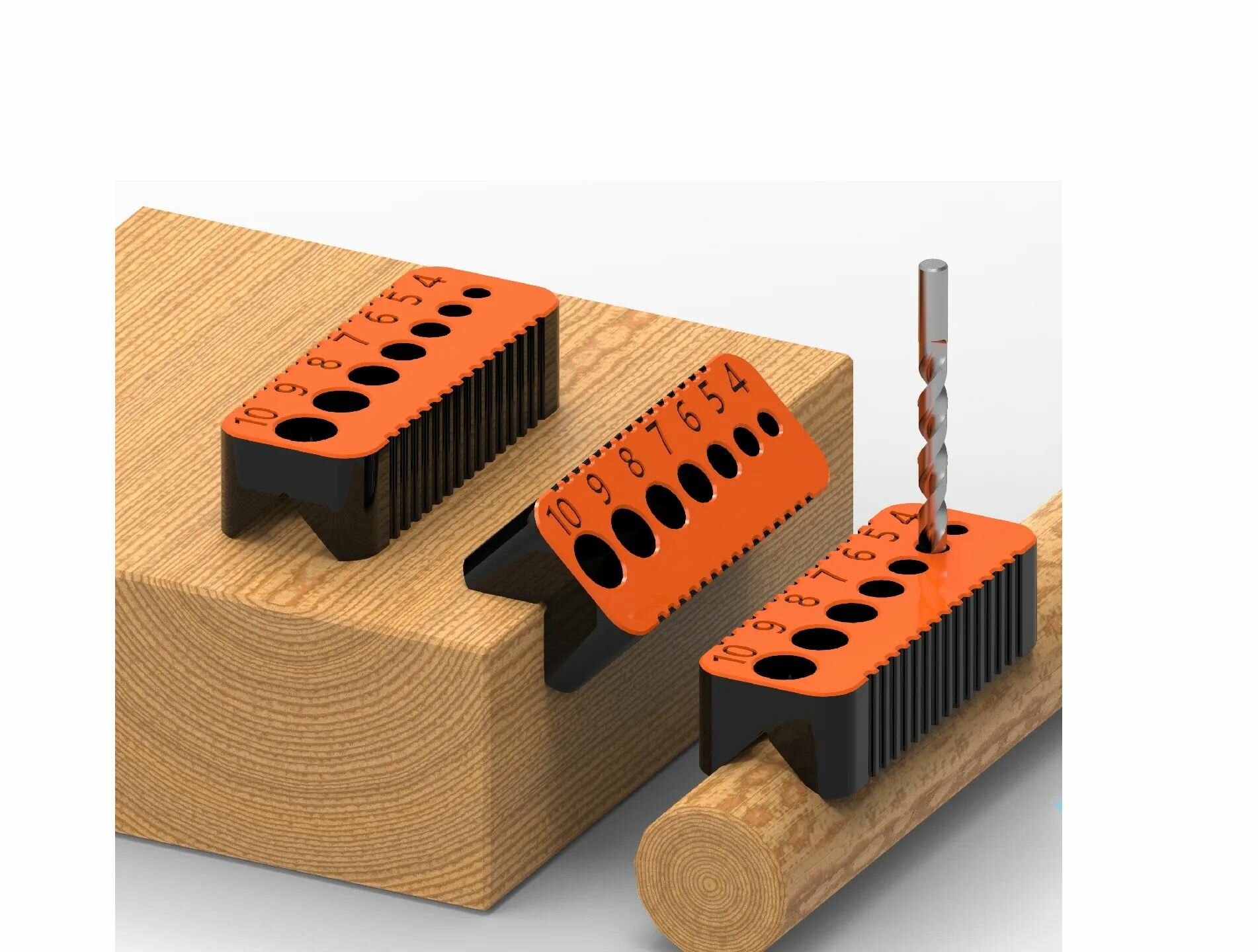 Кондуктор для сверления под углом 45 и 90, 7 отверстий 4 - 10 мм, PETG