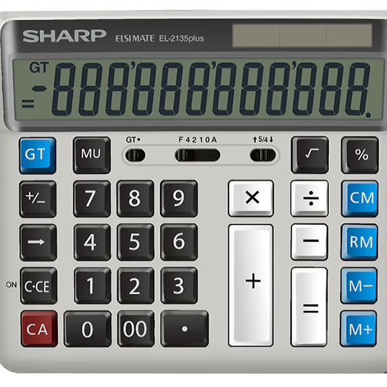 SHARP EL-2135 Plus Gray Solar Dual Power Calculator Financial Accounting Special Large Screen Computer Office Supplies 2135 Upgrade Version