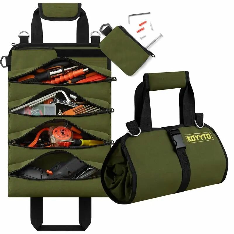 Сворачиваемая сумка для инструментов с съемными карманами из водонепроницаемой ткани оксфорд