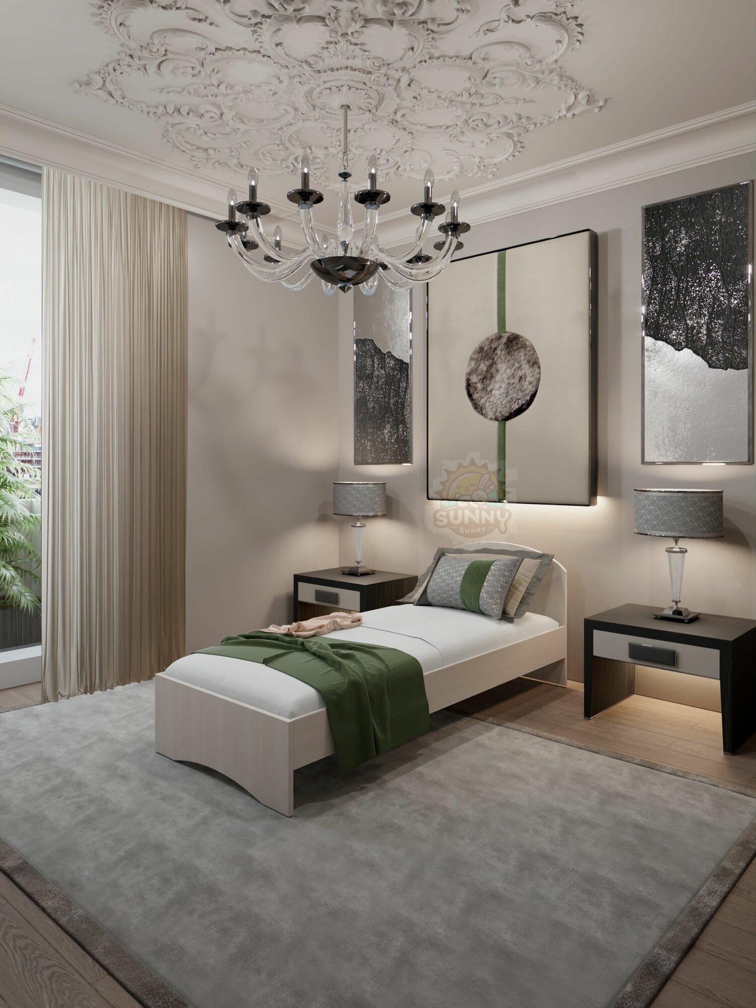 Односпальная кровать Барокко 90х190 см, ортопедическое основание, ЛДСП (Дуб шамони)