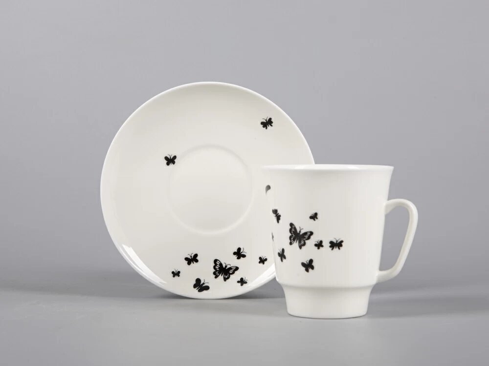 Чашка с блюдцем "Мотыльки " 165 мл, форма Майская , Императорский фарфоровый завод
