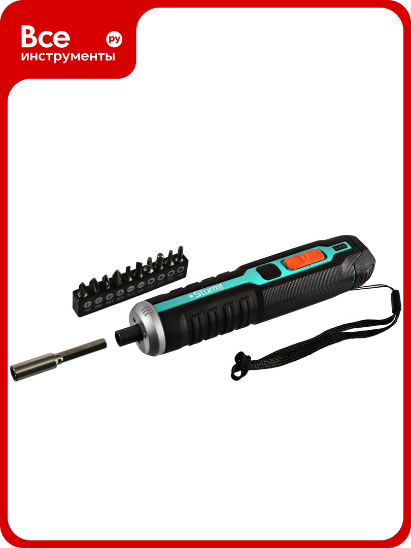 Аккумуляторная отвертка Sturm CD3404U2, для бит и набор