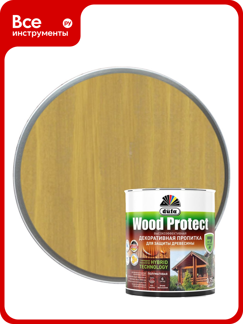 Пропитка для защиты древесины Dufa Wood Protect дуб 750 мл Н0000004921, ручную