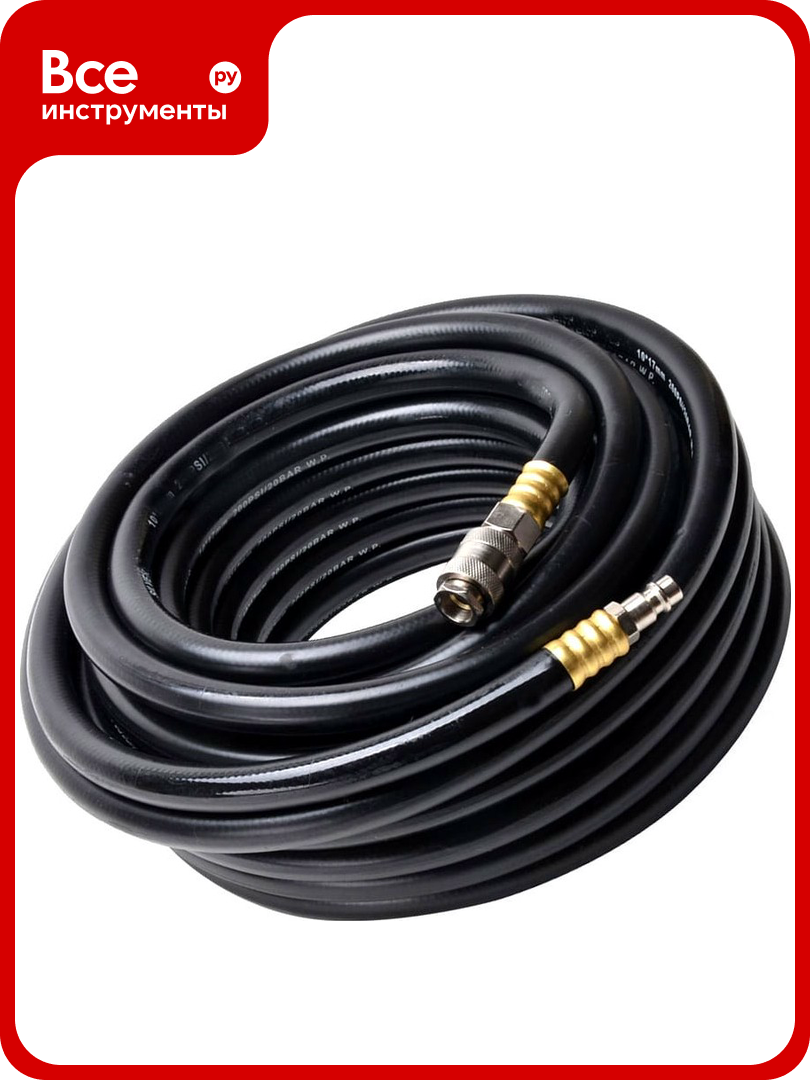 Шланг резиновый пневматический 10 м, 10х17 мм с быстросъемными соединениями Pegas pneumatic, 10х17 мм