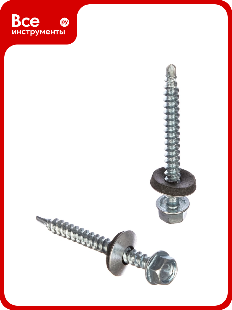 Кровельный саморез Tech‑Krep КР ZP сверловый наконечник, оцинкованный, шестигранная головка, внешний шлиц