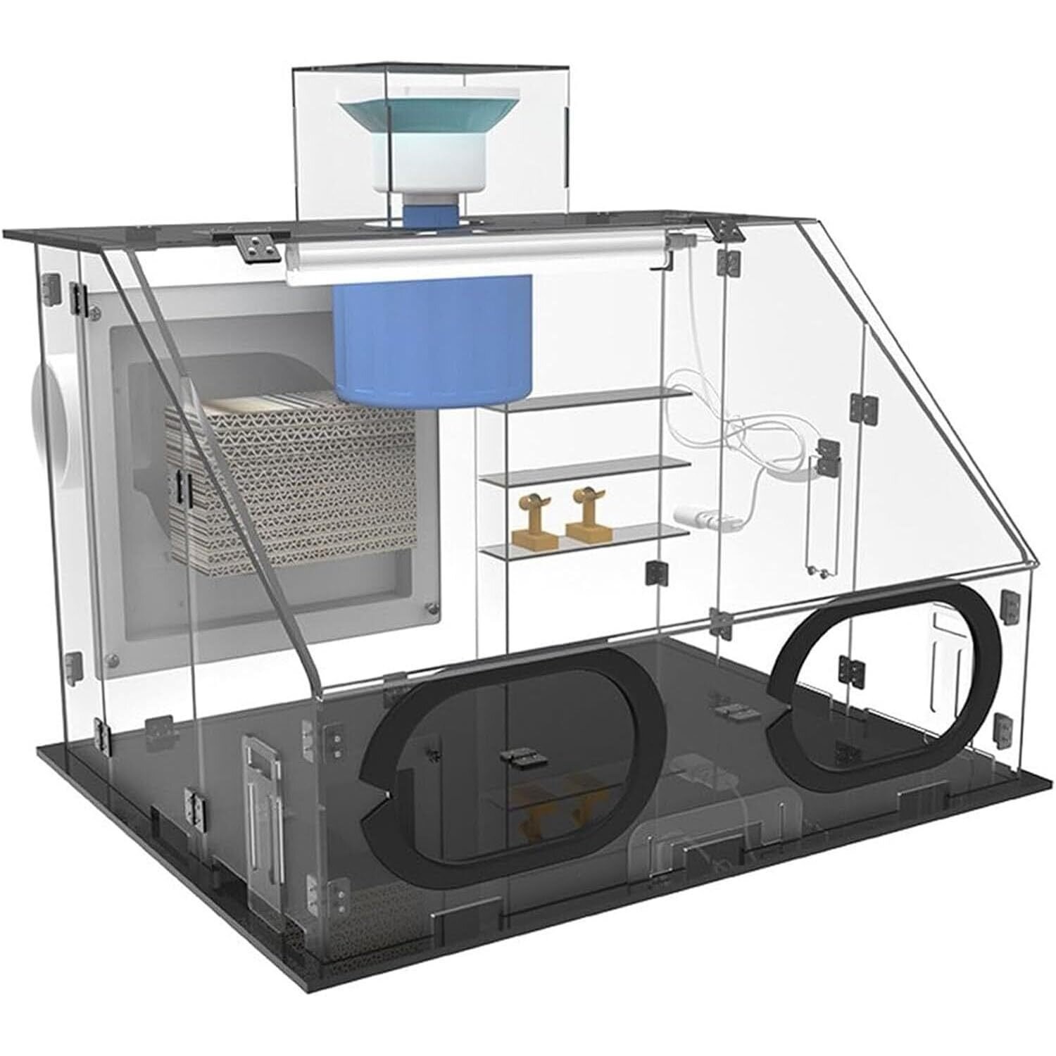 Модель окрасочной камеры 40W, оснащенная светодиодной подсветкой и вытяжным шлангом, рабочим столом, регулируемой мощностью, 3 скоростями.