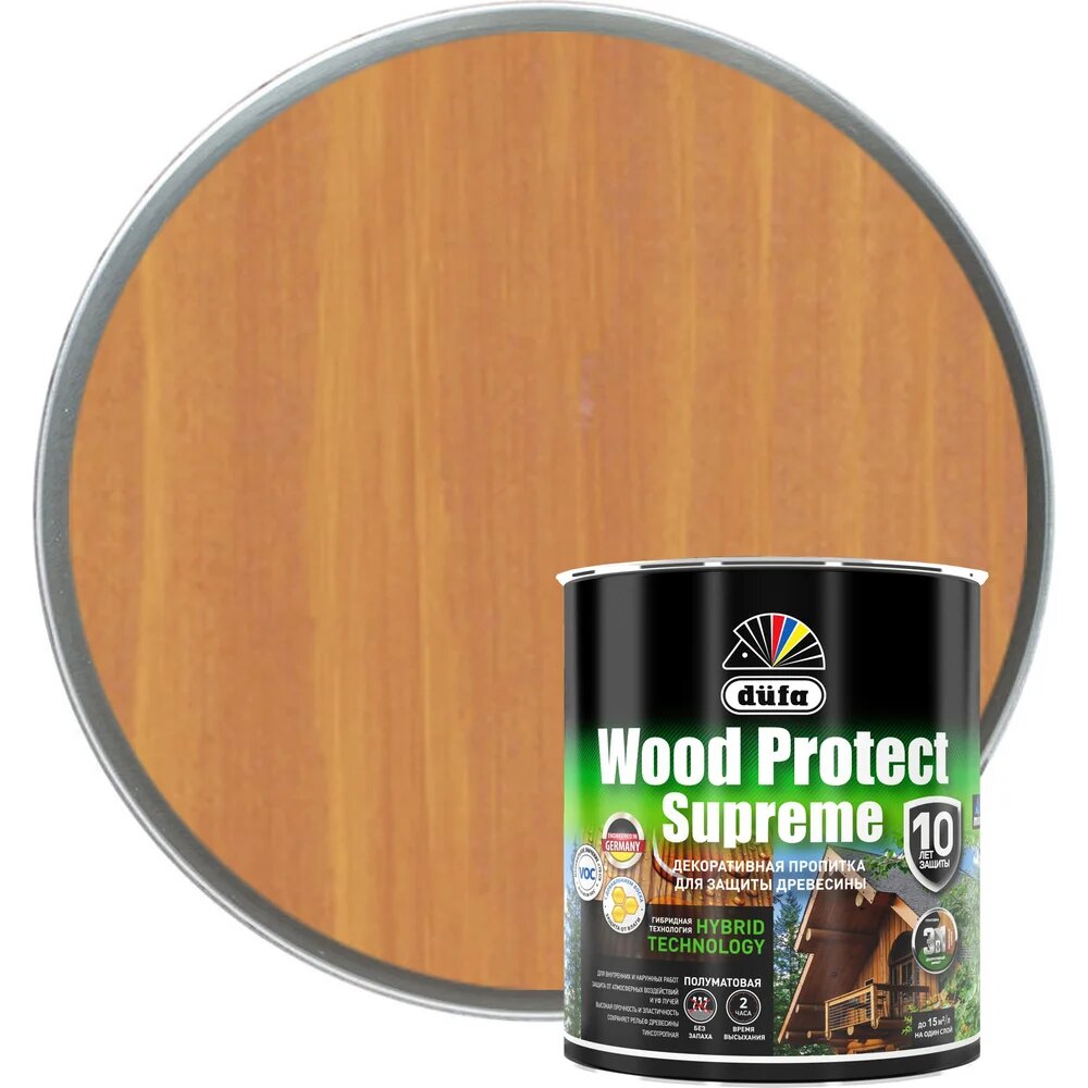Пропитка Dufa WOOD PROTECT Supreme, сибирская лиственница 0.75 л МП00-008531, для лиственных хвойных пород древесины