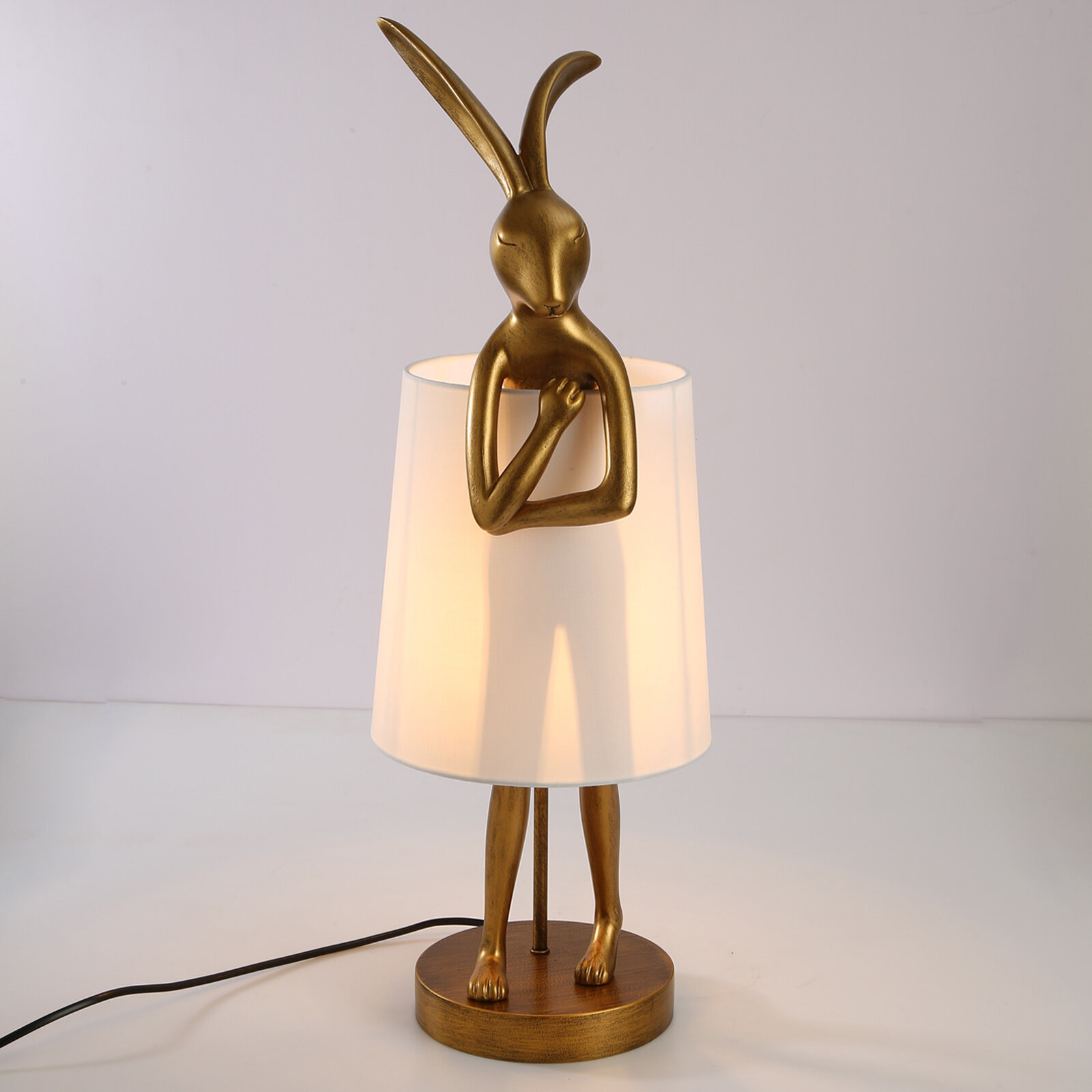 Светильник настольный светодиодный, H51cm настольные лампы с золотым кроликом из смолы, защита глаз для домашнего декора, прикроватное освещение для офиса и кабинета