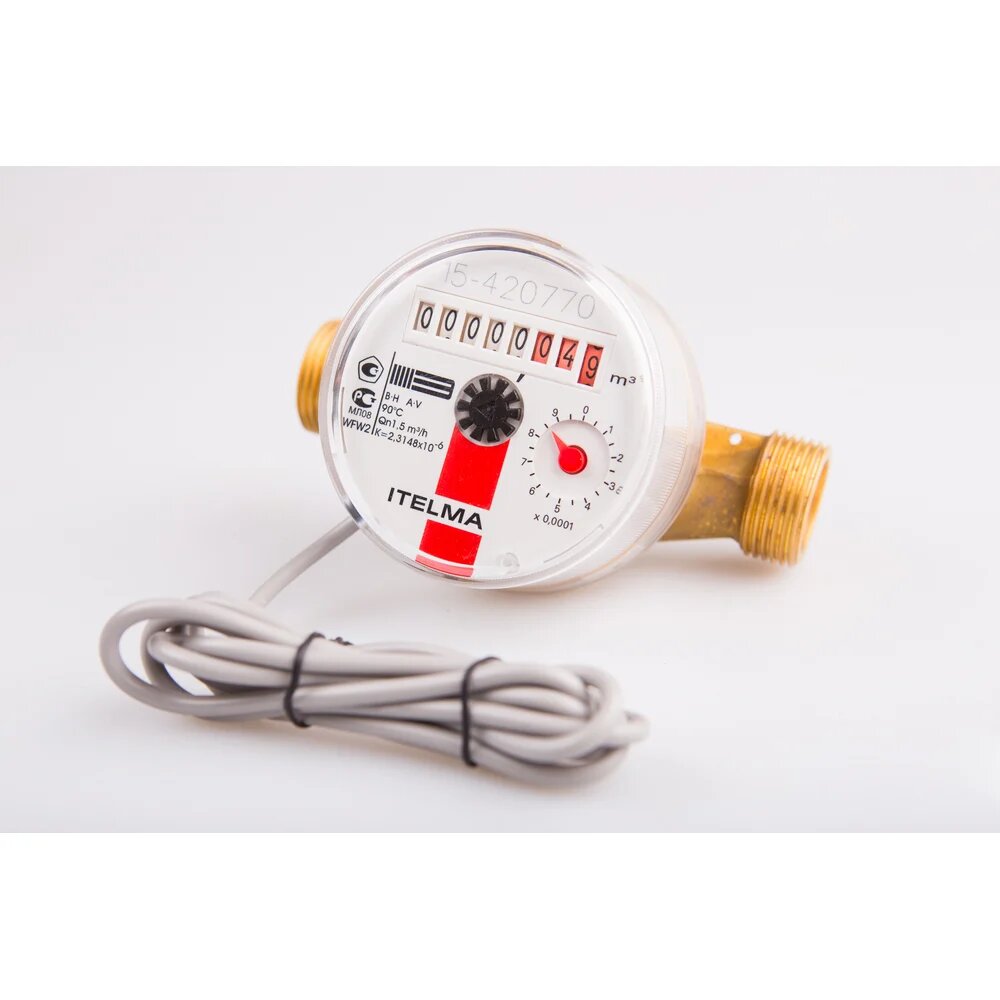Счетчик горячей воды Ителма импульсный Геркон ГВС ДУ=15 L=110 без КМЧ WFW24. D110, учета водопотребления