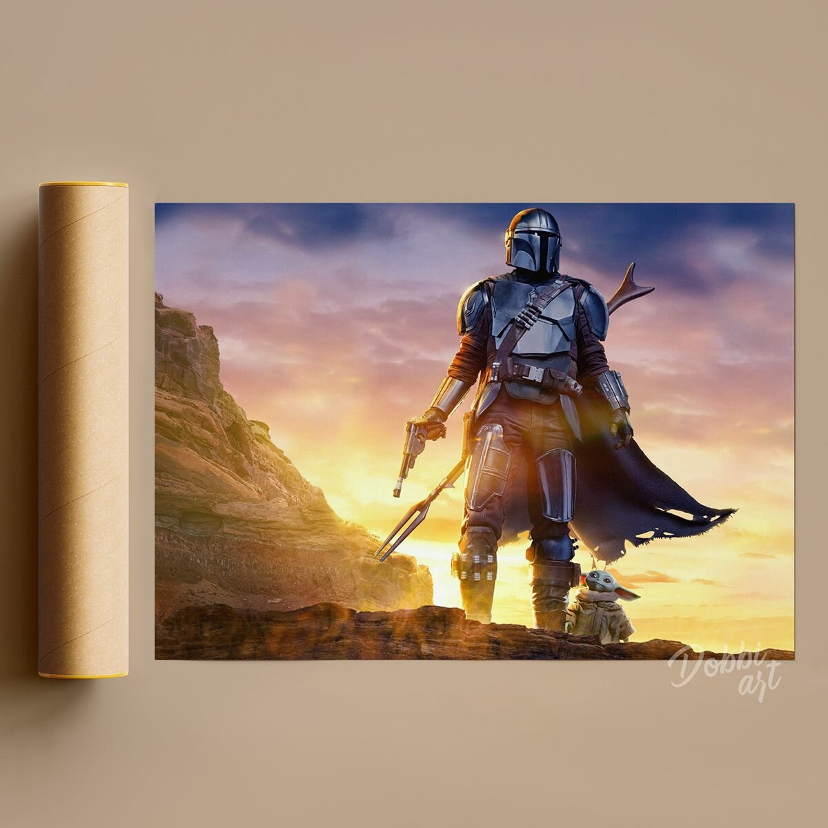 Постер Мандалорец 40х50 см без рамы/ Малыш Йода, Грогу/ Сериал Мандалорец Star Wars Звездные Воины/ Постер для дома, интерьера, декор на стену/ Плакат интерьерный