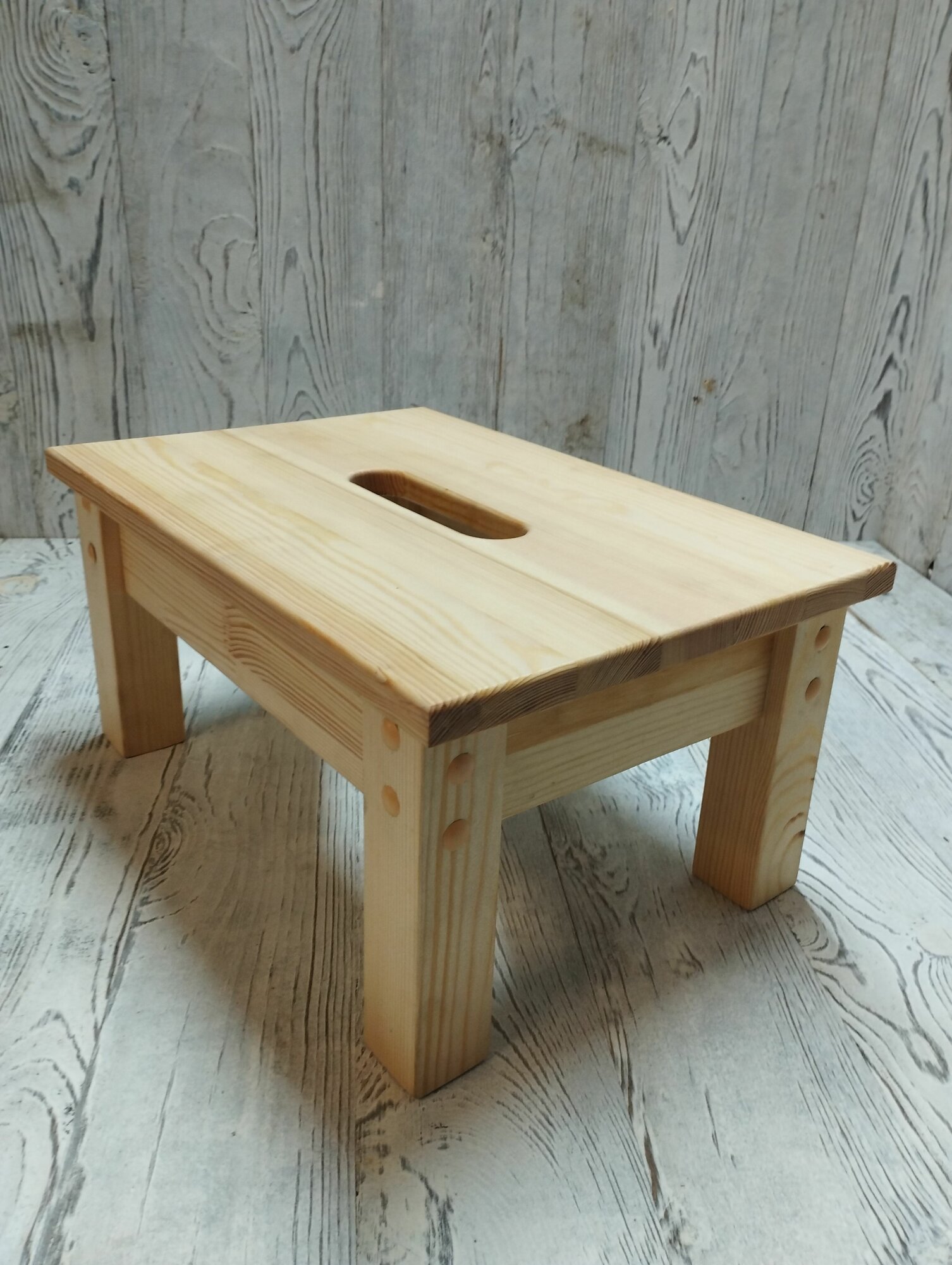 Табурет-стремянка, детский, дерево, бежевый, влагостойкий, 39x27x17 см