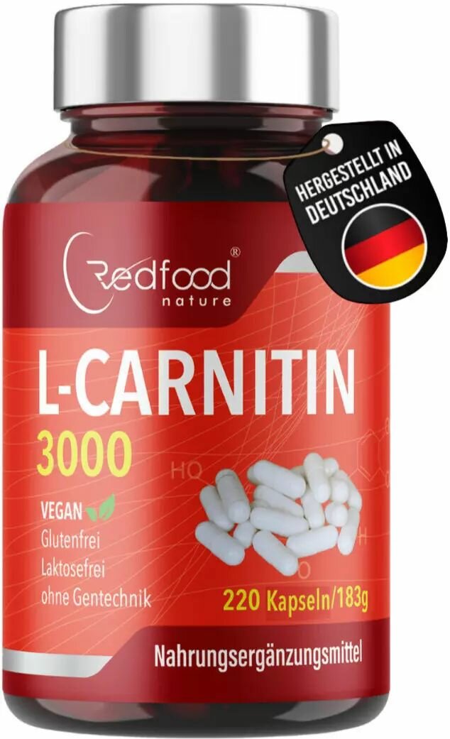 L-карнитин в высоких дозах Redfood L-Carnitin 3000 750 mg, 220 капс/183g