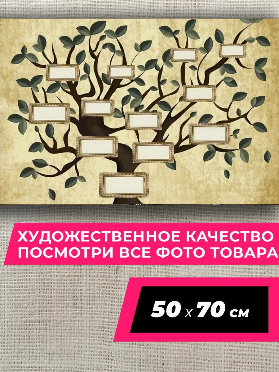 Постер Родовое дерево на стену 50 на 70, матовая фотобумага премиум качества