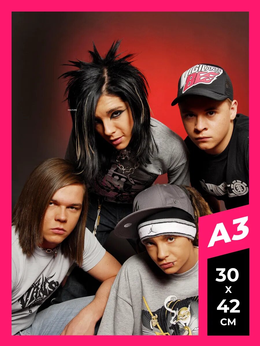 Постер Tokio Hotel плакат Токио Хотел 2 A3, матовая фотобумага премиум качества