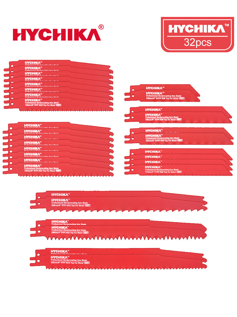 Набор полотен для сабельной пилы 32 шт. HYCHIKA, Резка дерева и металла