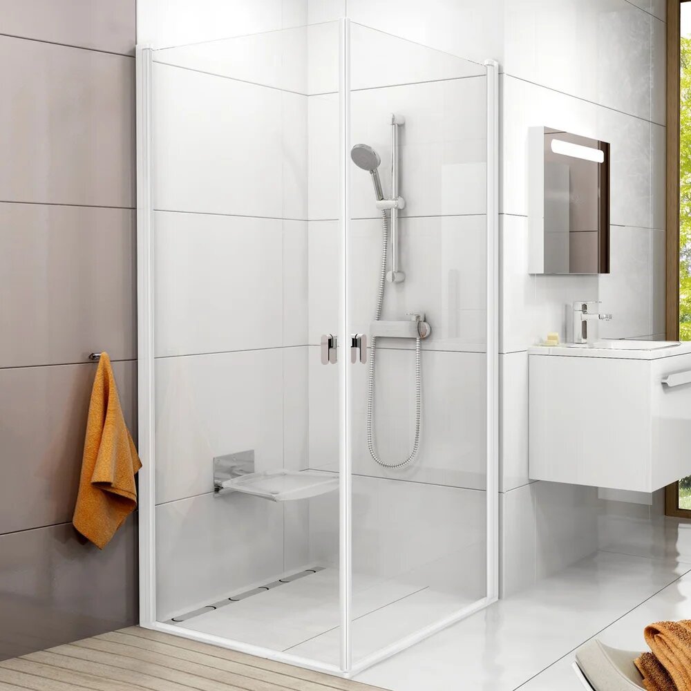 Душевой уголок Ravak Chrome CRV1-80+CRV1-100 Transparent, профиль белый