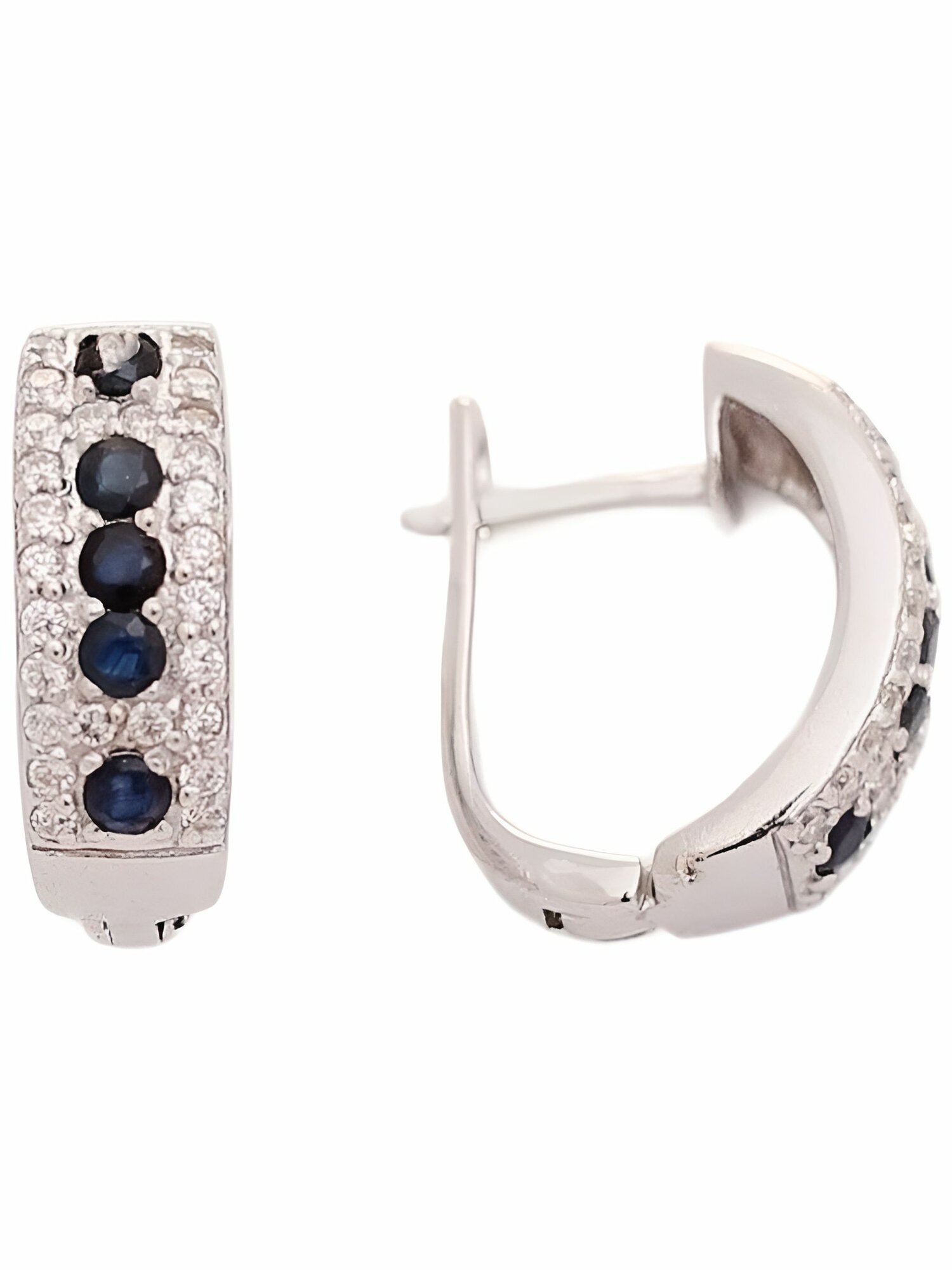 Серьги, серебро, 925 проба, родирование, фианит, сапфир