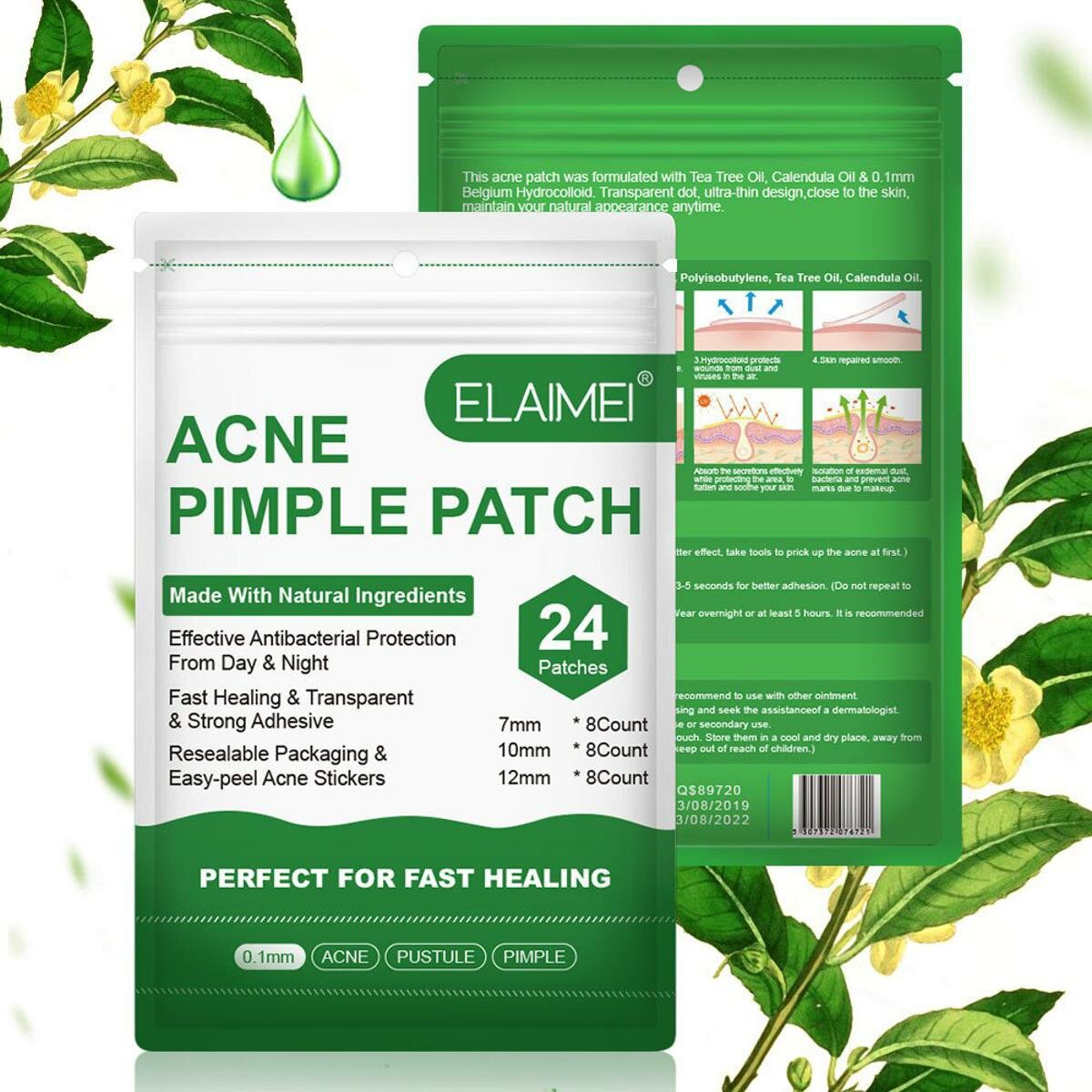 ELAIMEI Acne Pimple Patch - Наклейки для лечения акне Инструмент для удаления прыщей Лечение пятен Уход за кожей Маска для лица