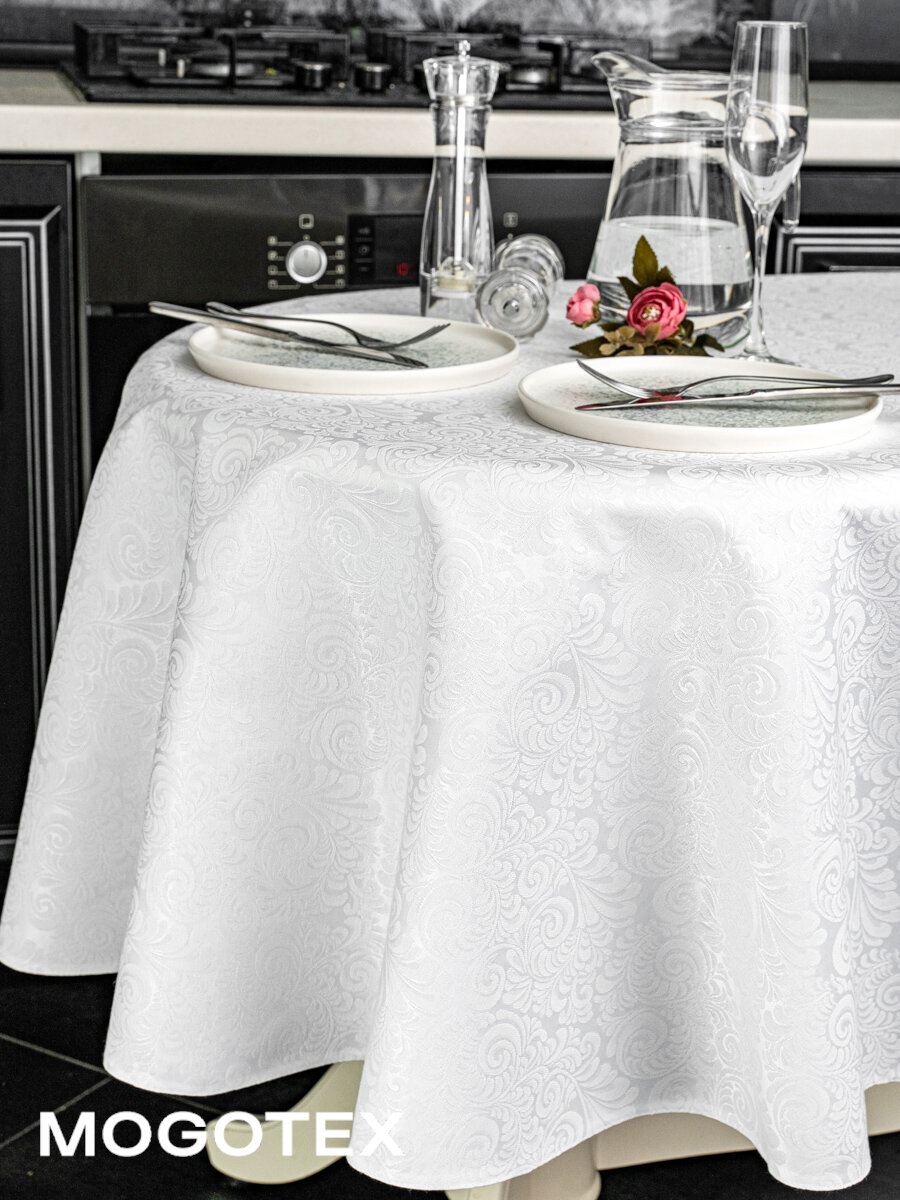 Скатерть моготекс 240х150, овальная на праздник хлопок грязеотталкивающая водоотталкивающая