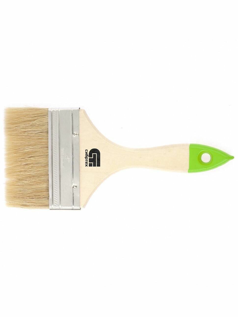 Кисть плоская 100 мм, натуральная щетина, деревянная ручка Сибртех 82266