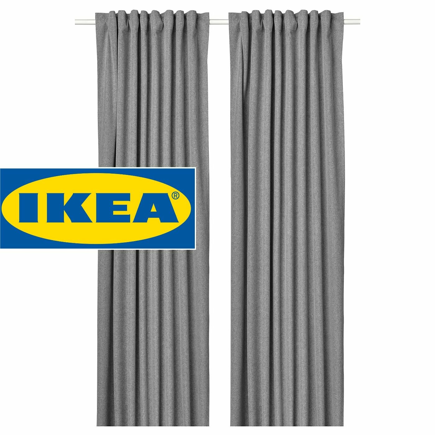 Затемняющие шторы ROSENMANDEL IKEA 2 шт серые с пришитыми петлями 135x250 см